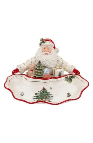 SPODE Christmas Tree Santa Treat Dish - Green