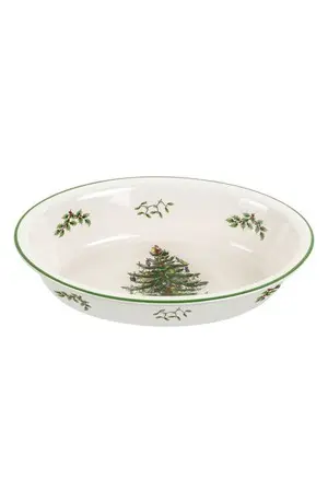 SPODE Christmas Tree Oval Baker - Green