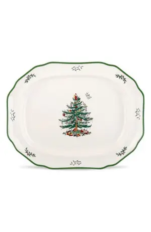 SPODE Christmas Tree Sculpted Platter - Green