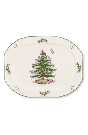SPODE Sculpted Christmas Tree Platter - Green