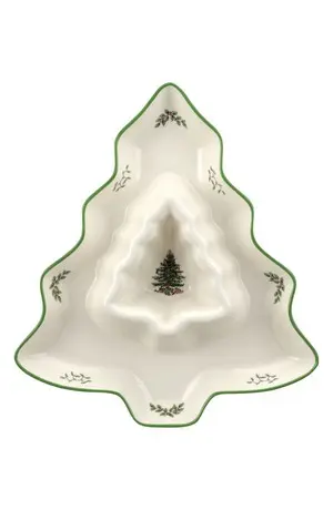 SPODE Christmas Tree Chip Dish - Green