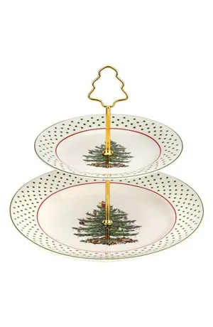 SPODE Christmas Tree Serving Stand - Green
