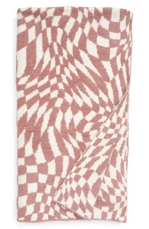 Barefoot Dreams Cozychic™ Checkered Throw Blanket Rose Quartz/ Cream