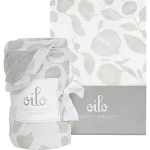 OILO Leaf Cuddle Blanket & Fitted Crib Sheet Set