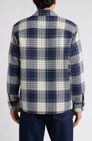 WAX LONDON Whiting Beatnik Button-up Overshirt - Marine