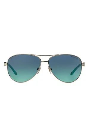 Tiffany & Co. 58mm Aviator Sunglasses - Silver/blue Gradient