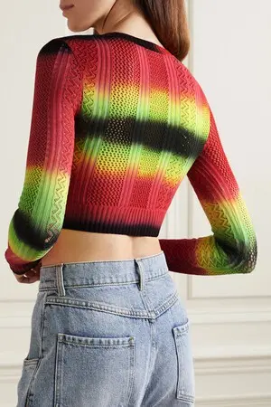 AGR Cropped Ombré Pointelle-knit Sweater