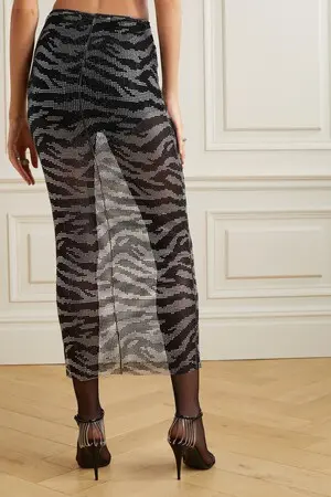 Alessandra Rich Crystal-embellished Mesh Midi Skirt