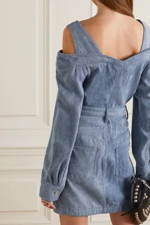 Isabel Marant Pelona Cold-shoulder Denim Mini Dress