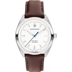 Movado Heritage Datron Leather Strap Watch - White