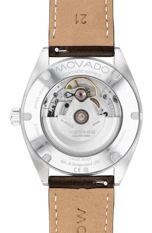 Movado Heritage Datron Leather Strap Watch