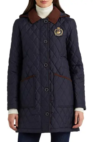 Ralph Lauren Quilted Crest Hooded Coat