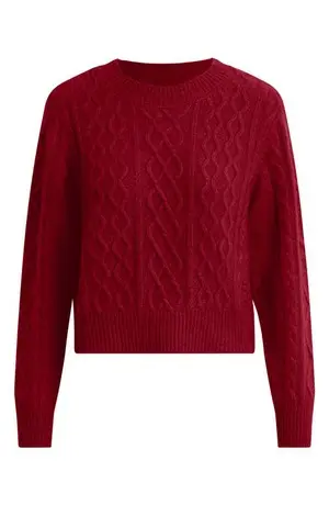 FAVORITE DAUGHTER Wool & Cashmere Blend Cable Crewneck Sweater