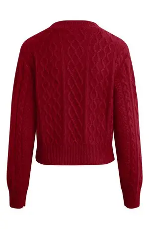 FAVORITE DAUGHTER Wool & Cashmere Blend Cable Crewneck Sweater