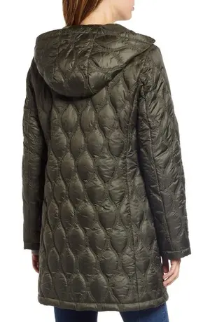 Gallery Quilted Water-resistant Coat - Deep Olive