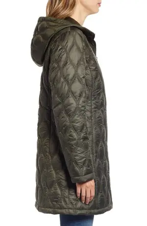 Gallery Quilted Water-resistant Coat - Deep Olive