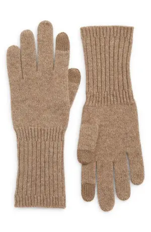 Nordstrom Cashmere Tech Gloves Tan Portabella Heather