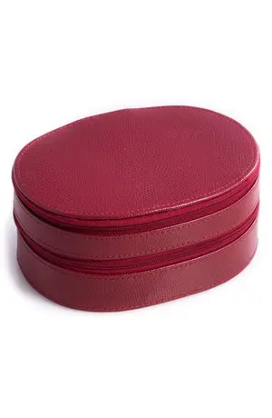 BEY-BERK Leather Travel Jewelry Case - Red