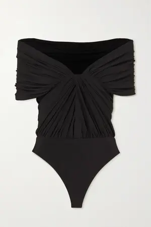 Brandon Maxwell Elizabeth Off-the-shoulder Draped Stretch-jersey Bodysuit