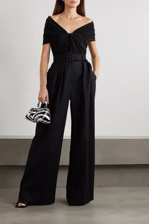 Brandon Maxwell Elizabeth Off-the-shoulder Draped Stretch-jersey Bodysuit