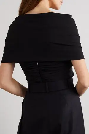Brandon Maxwell Elizabeth Off-the-shoulder Draped Stretch-jersey Bodysuit