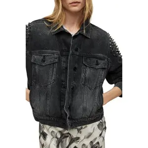 ALLSAINTS Studded Denim Trucker Jacket