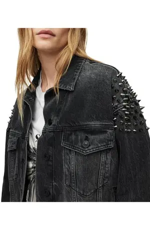 ALLSAINTS Studded Denim Trucker Jacket