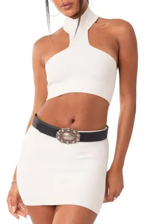 EDIKTED Knit Halter Neck Crop Top