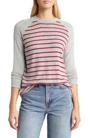 Loveappella Raglan Stripe Top - Burgundy