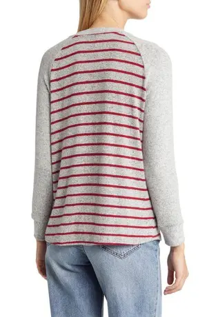 Loveappella Raglan Stripe Top - Burgundy