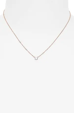 Nordstrom Cubic Zirconia Pendant Necklace - Clear- Rose Gold