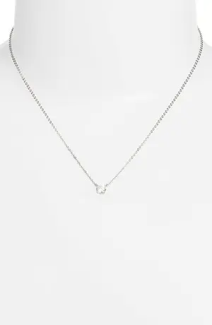 Nordstrom Cubic Zirconia Pendant Necklace - Clear- Silver