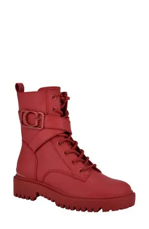 Guess Orana Combat Boot - Medium Red