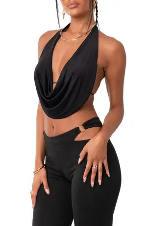 EDIKTED Monique Open Back Crop Top