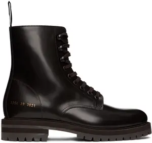 COMMON PROJECTS Common Projects Black Leather Combat Boots - 3621 Brown