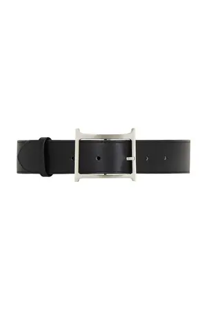 HELSA Leather Waist Belt With Logo Buckle Black