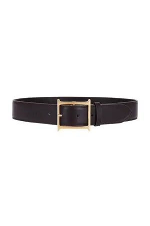 HELSA Leather Waist Belt With Logo Buckle - Dark Brown