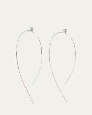 Lana Jewelry 14K Gold Mini Wire Hoop Diamond Earrings White