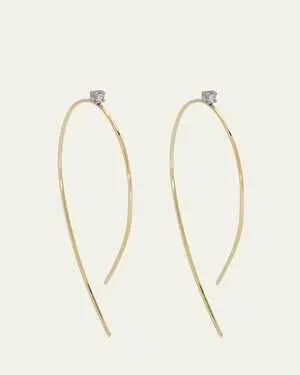 Lana Jewelry 14K Gold Mini Wire Hoop Diamond Earrings Yg