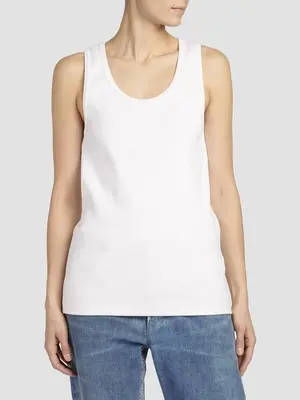 Bottega Veneta Rib-knit Oversized Tank Top - Chalk