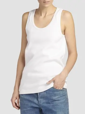 Bottega Veneta Rib-knit Oversized Tank Top - Chalk