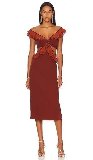 ANDREA IYAMAH X Leni Midi Dress - Burgundy