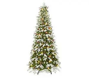 PULEO INTERNATIONAL Puleo 7.5' Pre-lit Slim Glittery Pe/pvc Tree, P Ne Cone - One-color