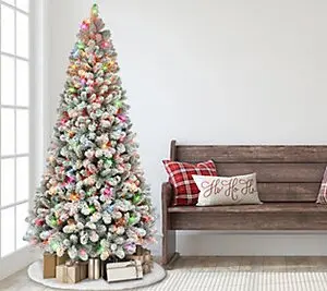 PULEO INTERNATIONAL Puleo 6.5' Prelit Flocked Virginia Pine Tree