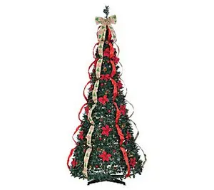 STERLING 7.5' Decorated Green Pop Up Pre-lit Pine Tree Co - One-color