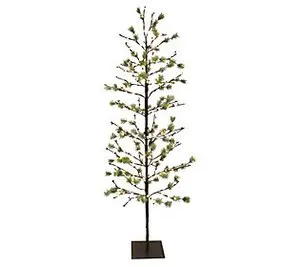 PULEO INTERNATIONAL 6' Red Berry Led Artificial Tree With 240 White Twinkle Lights - One-color
