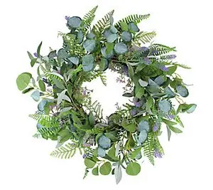 NORTHLIGHT Lavender, Catnip Flowers, & Leaves S Pring Wreath - One-color