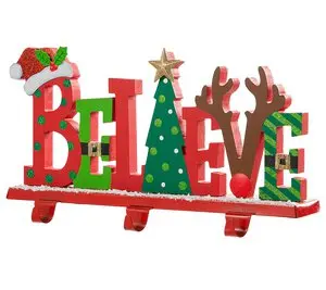 GLITZHOME 14.5'l 'believe' Christmas Stocking H Older - One-color