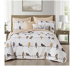 LUSH DECOR Rowley Birds Reversible Quilt King