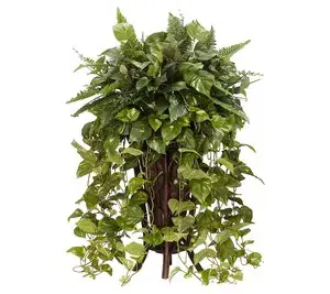 NEARLY NATURAL Vining Mixed Greens In Stand Silk Plant Nea Rly Natural - One-color